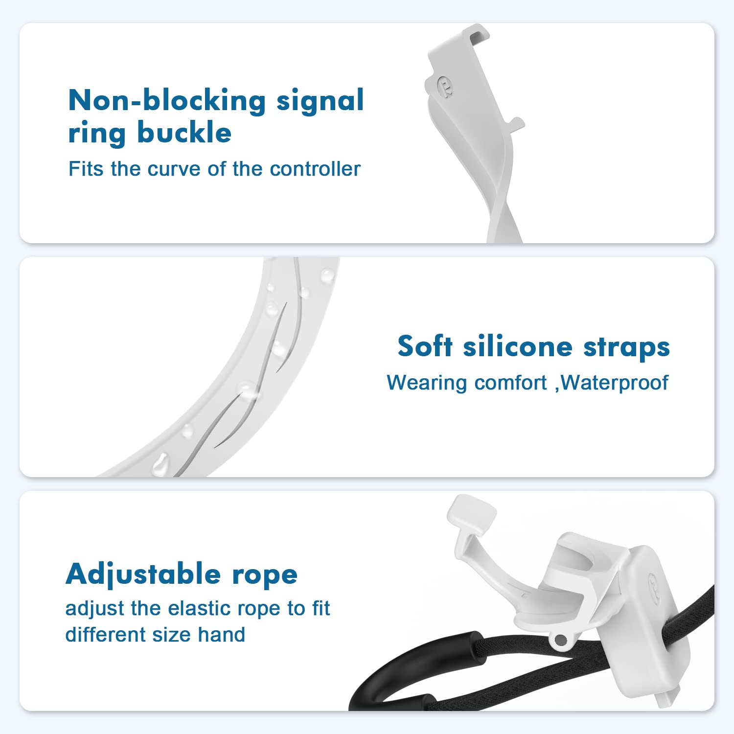 AMVR Touch Controller Grip Strap VR Accessories for Pico 4, Anti-Slip Silicone Hand Straps Adjustable Wrist Straps Replacement Accessories for Pico 4 Controller (1 Pair)