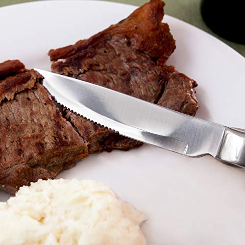 KNORK Steak Knives with ChopHouse Handle (Set of 4), Silver/Black