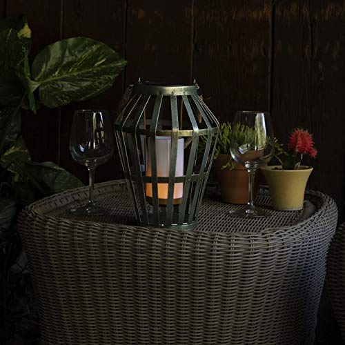 Alpine Corporation QLP1354SLR-HH-TM Alpine Metal Solar Lantern, Weathered Grey