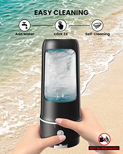 Elechelf Portable Blender for Shakes and Smoothies,Travel Blender USB Rechargeable,Cordless On the Go Blender,Personal Blender,Mini Blender,Small Blender ,Fast Fresh Juice Blender, Matte Black 12 oz 10 Blades