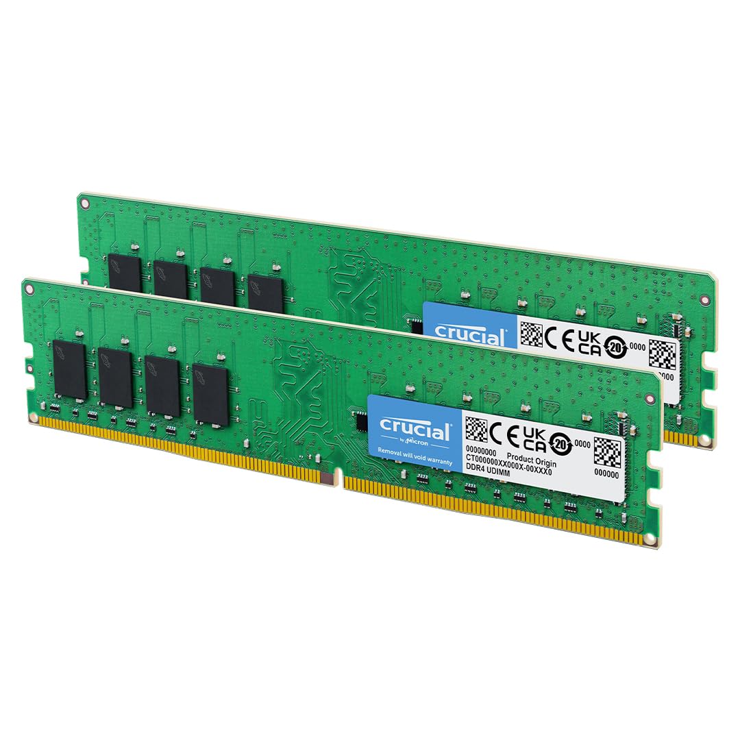 Crucial RAM 16GB Kit (2x8GB) DDR4 2400 MHz CL17 Desktop Memory CT2K8G4DFS824A, Green/Black