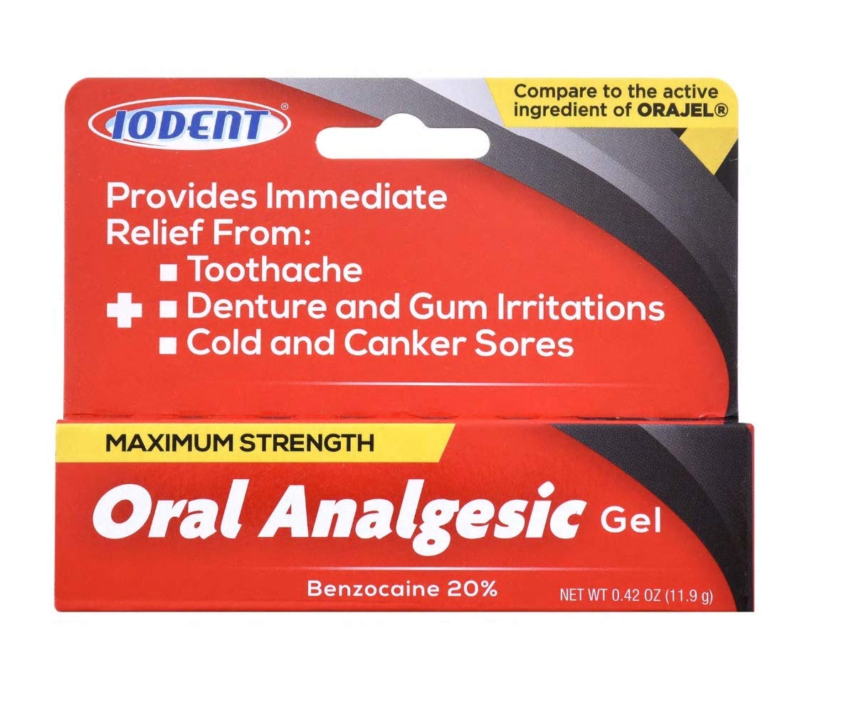 DDI Iodent Oral Analgesic Gel - Max Strength, Alcohol Free, Unflavored, 0.42 oz, 24 Count