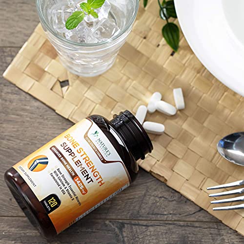 Bone Supplement with 1000 mg Calcium, Magnesium, Boron, Zinc, Vitamin D3 and K - Dietary Supplements for Bone Strength with Calcium Citrate and MCHA - Non-GMO, Gluten and Soy Free - 120 Capsules