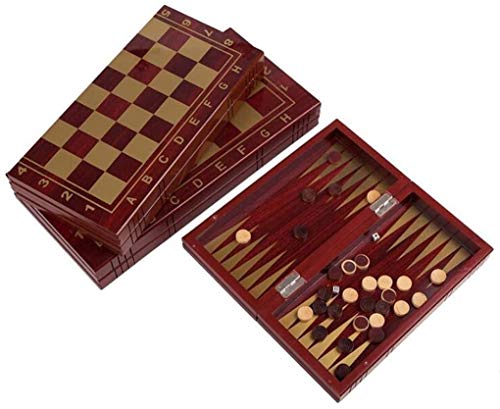 Chess Portable Set Portable Set Wooden Portable Chessboard Folding Board Game International Set for Party Family Activities Backgammon LQHZWYC (Size : L)