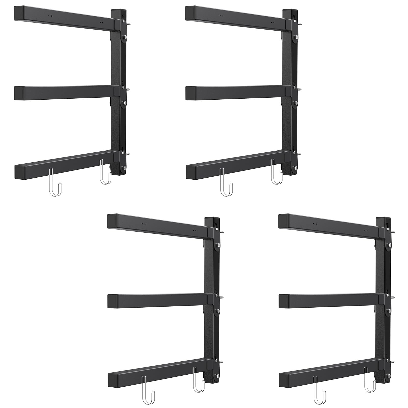 SPACEKEEPER Wood Organizer and Lumber Storage Rack with 3-Level, Wall Mount Wood Racks Lumber Rack Indoor Wall Shelving, Orange, 4 Pack