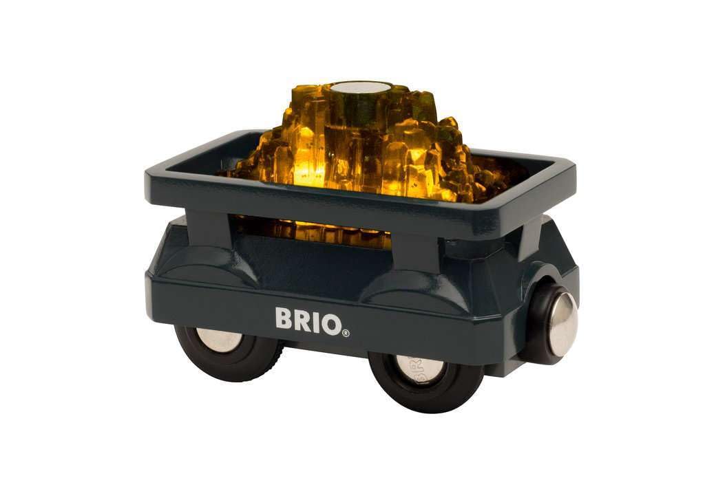 BRIO World - 33896 Light Up Gold Wagon - Interactive 2 Piece Toy Wagon Set | Enhances Creativity | Compatible with All Toys | Safe and Tested for Kids Ages 3 and Up