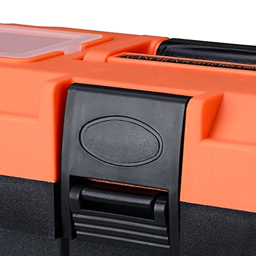 Plastic Tool Box, 14 -inch Portable Tool Box Plastic Toolbox with Removable Tool Tray and Detachable Tool Kit For Craft Storage, Household