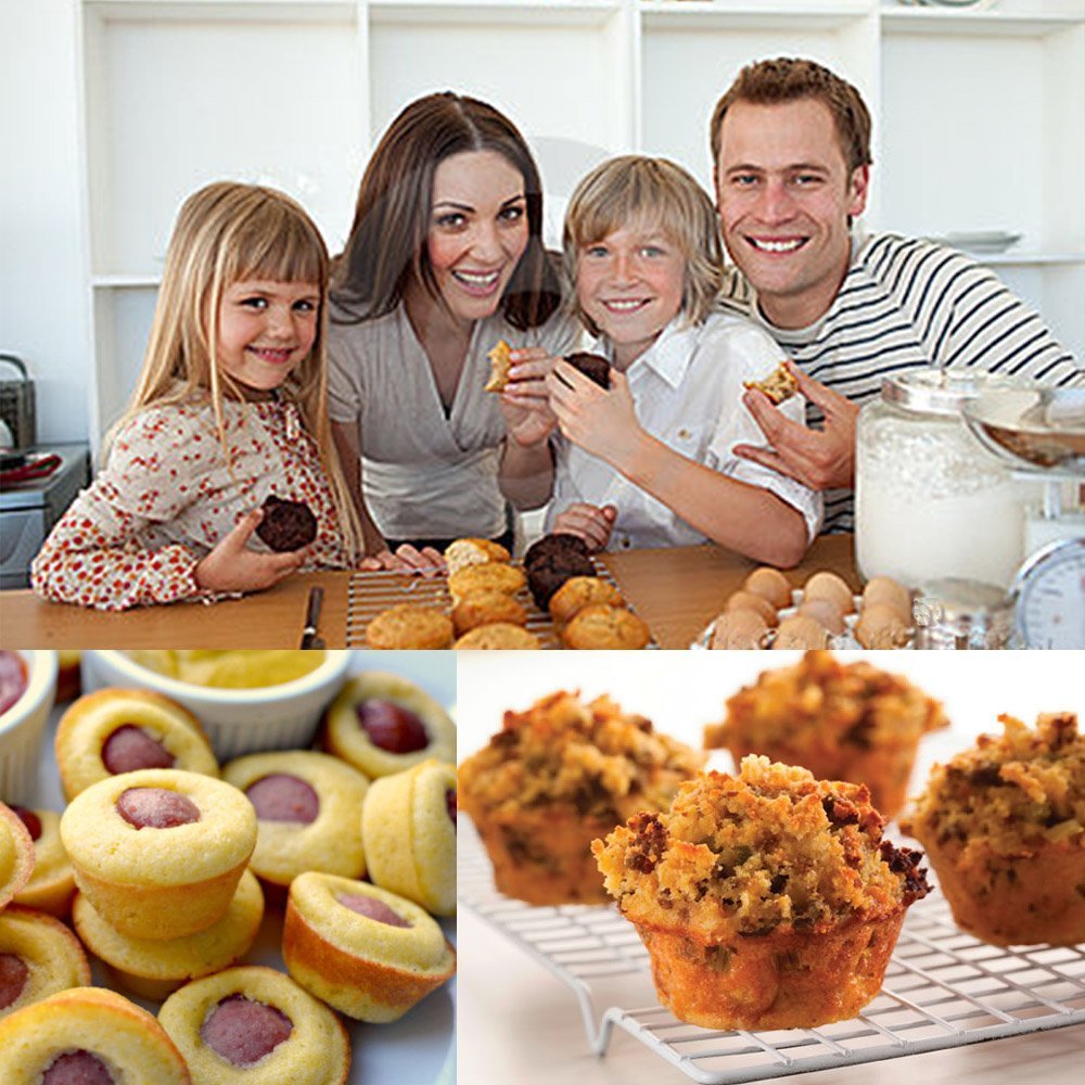 Amison Mini Muffin Pan 24 Cups, 2 Packs Silicone Cookies Cupcake Bakeware Tin Soap Tray Mould Non stick, BPA-free, Dishwasher Safe (Blue)