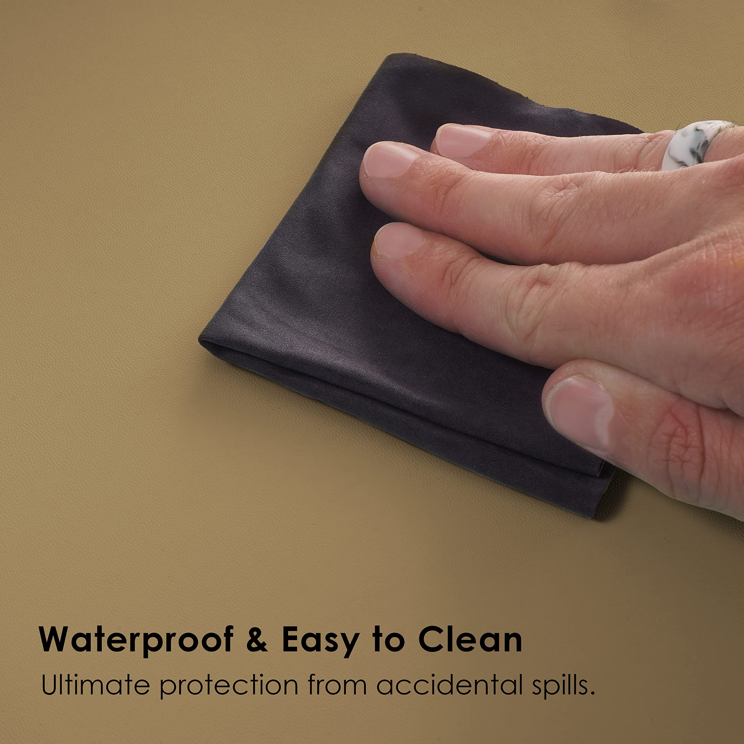 Con-Tact Brand XL Corner Desk Pad | Waterproof Anti-Slip PU Leather | Large Corner Computer Workstation Protection |Mouse Pad Gaming Pad | 36" X 15.7" L Shape |Dual Sided (Sand/Gray)