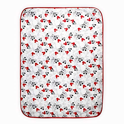 Cudlie Disney Baby Boy Mickey Mouse Double Sided Baby Blanket with Printed Mink Waffle & Satin Edge (30x40)