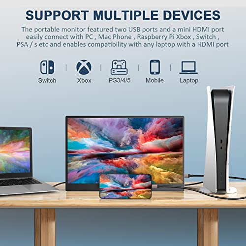 Aekegrep 15.6" Touch Screen Portable Monitor,Touch Screen Monitor FHD 1080P USB C HDMI IPS External Touchscreen Monitor Display Screen for Laptop PC Phone Mac Xbox PS5/PS4 Switch