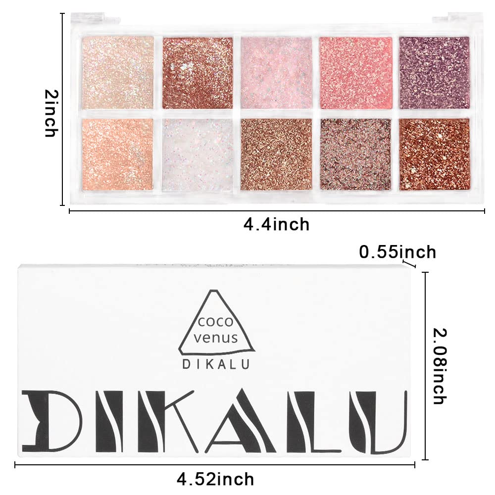 AMY'S DIARY White Glitter Purple Gold Pink Brown Shimmer Eye Eyeshadow Make Up Palette Pallet,10 Colors Glitter Shimmer Eye shadow Palette Makeup for Girl
