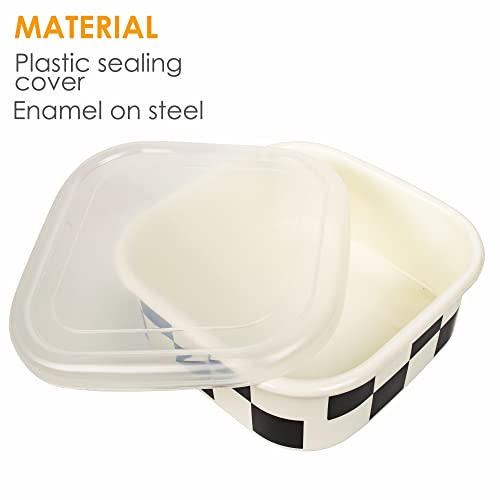 Enamel on Steel Food Storage Container with Lid (0.6, Square, 1, OLYTARU-Container-001)