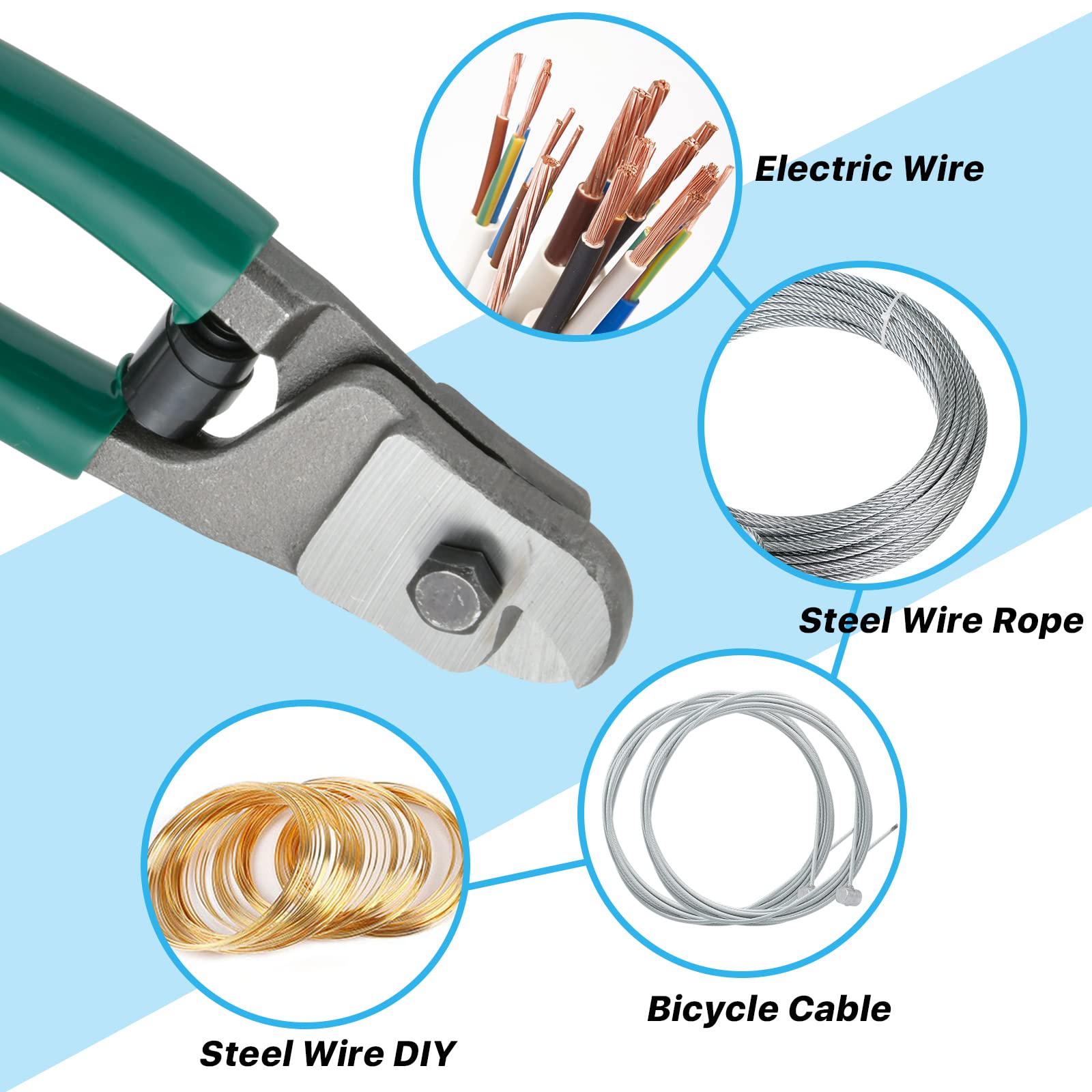 Aemygo Heavy Duty Cable Wire Cutters 8 Inch, Stainless Steel Bike Cable Cutter with 1×1.75m Bicycle Brake Cable, 1x2m Shift Cable