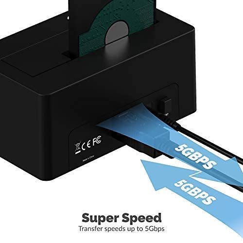 Sabrent USB 3.0 SATA/SSD 2.5" HDD Docking Station with 3 USB Ports + 4-Port USB 3.0 Hub with Individual LED Power Switches