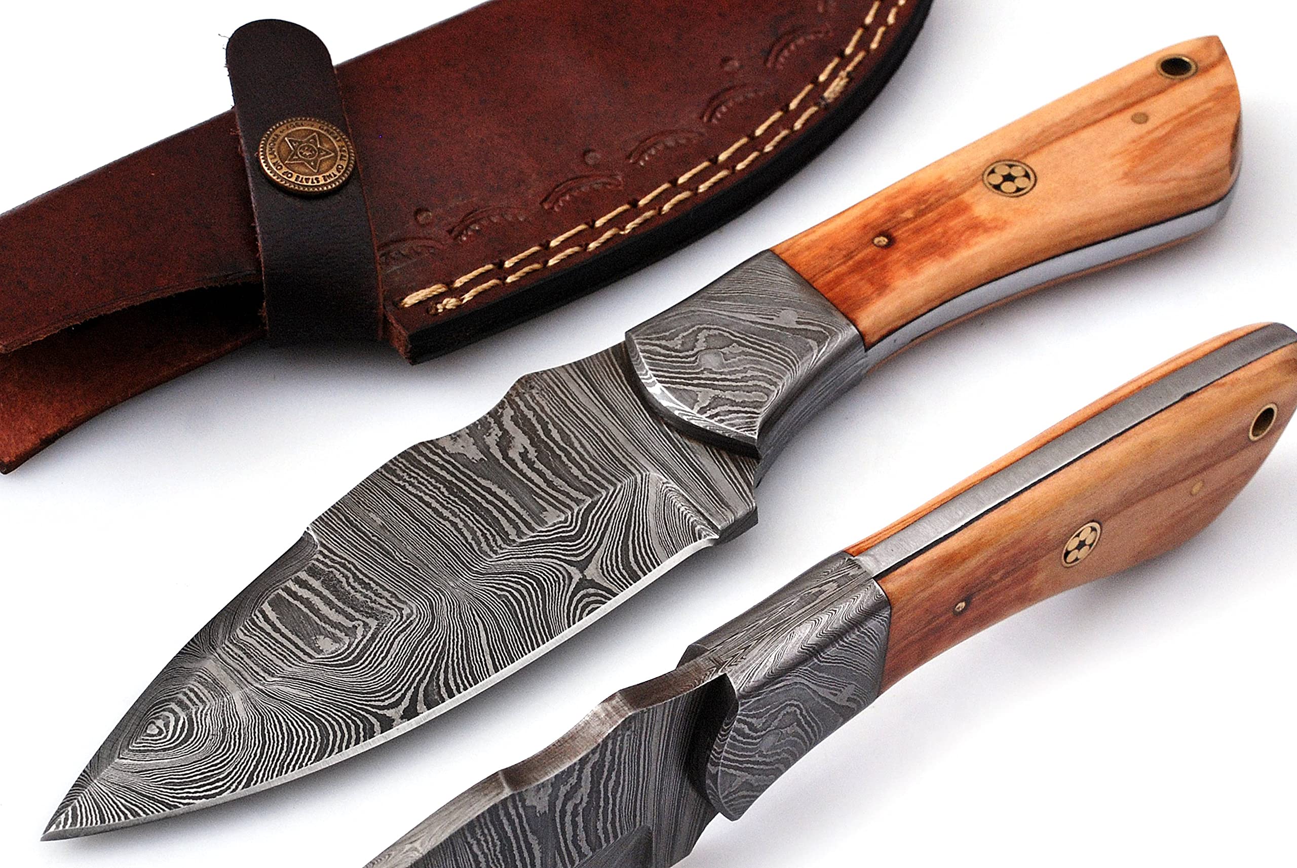 907 Custom Damascus Steel Fixed Blade Survival Full Tang Camping Knife with Sheath GladiatorsGuild (907)