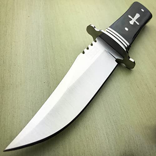 8" STAINLESS STEEL CELTIC CROSS HUNTING KNIFE WOOD HANDLE