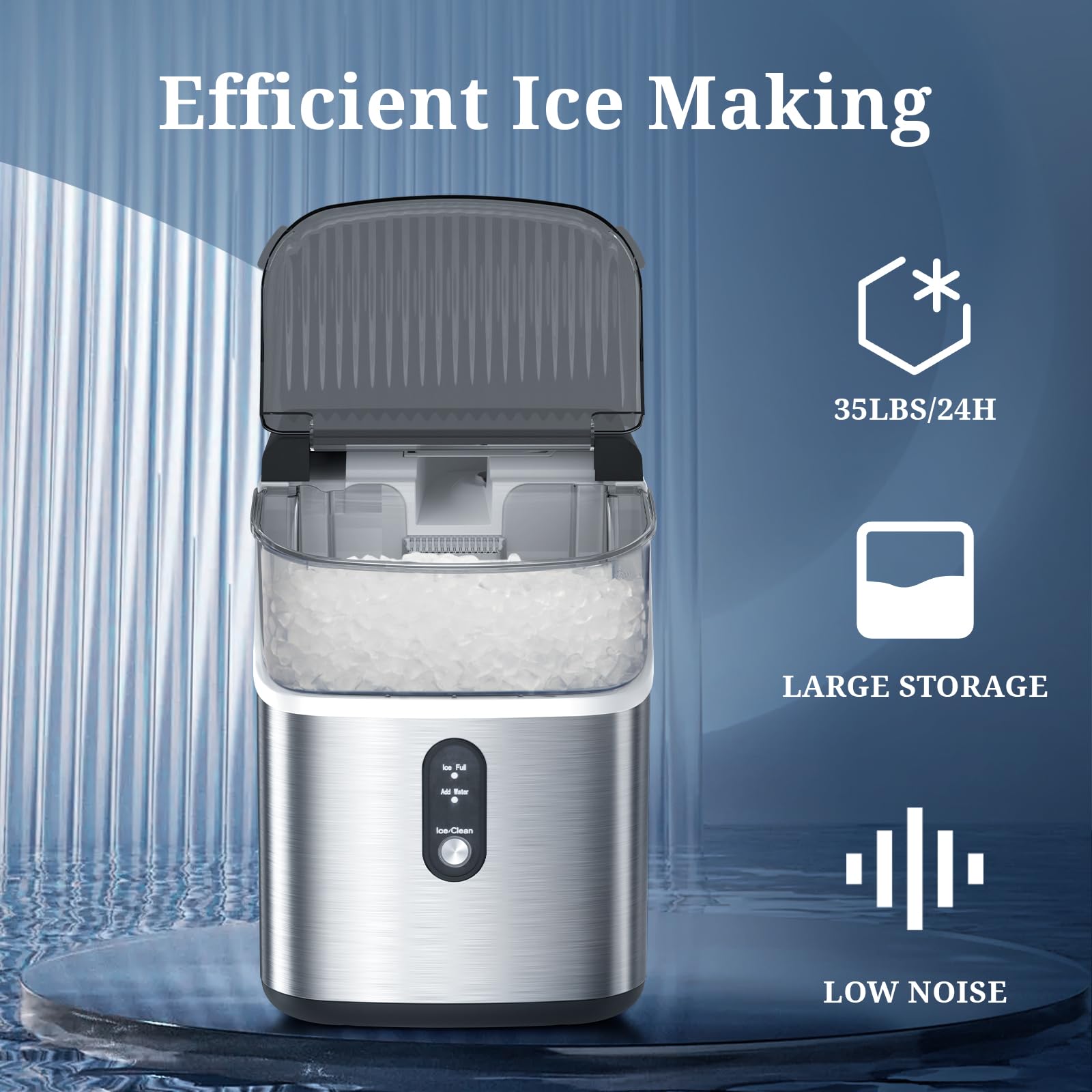 Antarctic Star Nugget Ice Maker Countertop - Chewable ice, Pebble Ice Maker Machine, 35lbs/24h, Auto-Cleaning Countertop Ice Machine, One Button Operation Ice Maker for Party/Home/Campingā¦