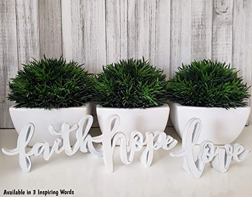Birch & Bliss β Faith β Small Distressed White Tabletop Script Word Decor (6.75in x 3in) Modern Farmhouse Resin Standing Words - Inspirational Gifts | Spring - Wedding Decor