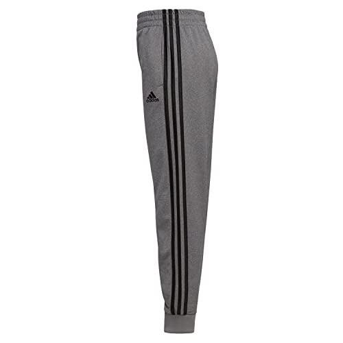 adidas Boys' Iconic Tricot Jogger Pants with Drawcord, Charcoal Grey Heather, 6