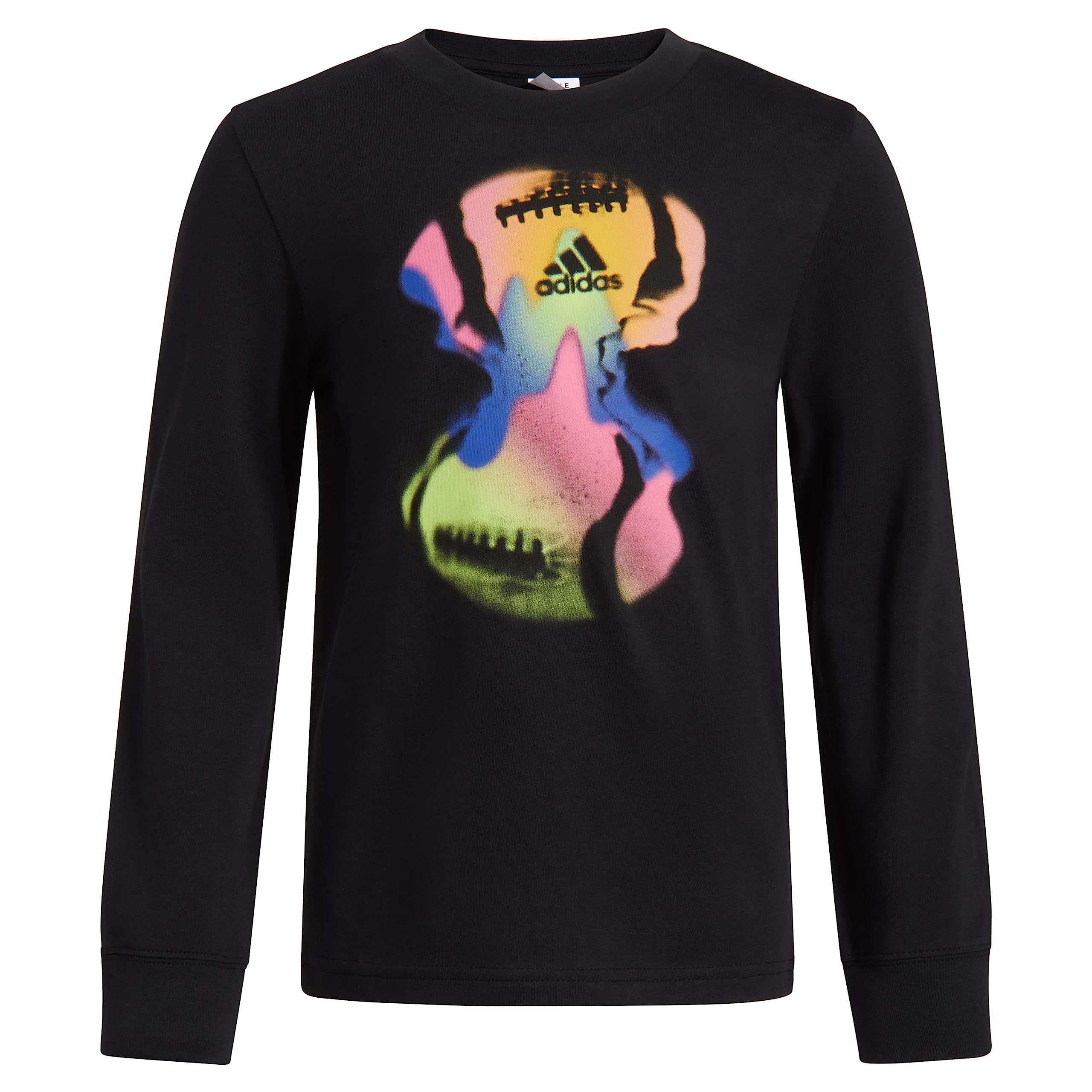 adidas Boys' Long Sleeve Cotton Graphic T-Shirt, Bliss Blue Soccer, 5