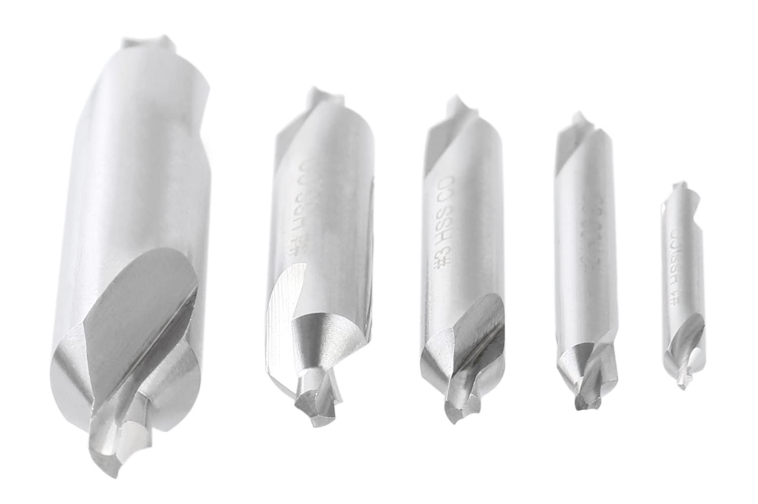 Accusize Industrial Tools 5pc ANSI M42 (H.S.S. + 8% Cobalt) Center Drill Set, 0556-5500