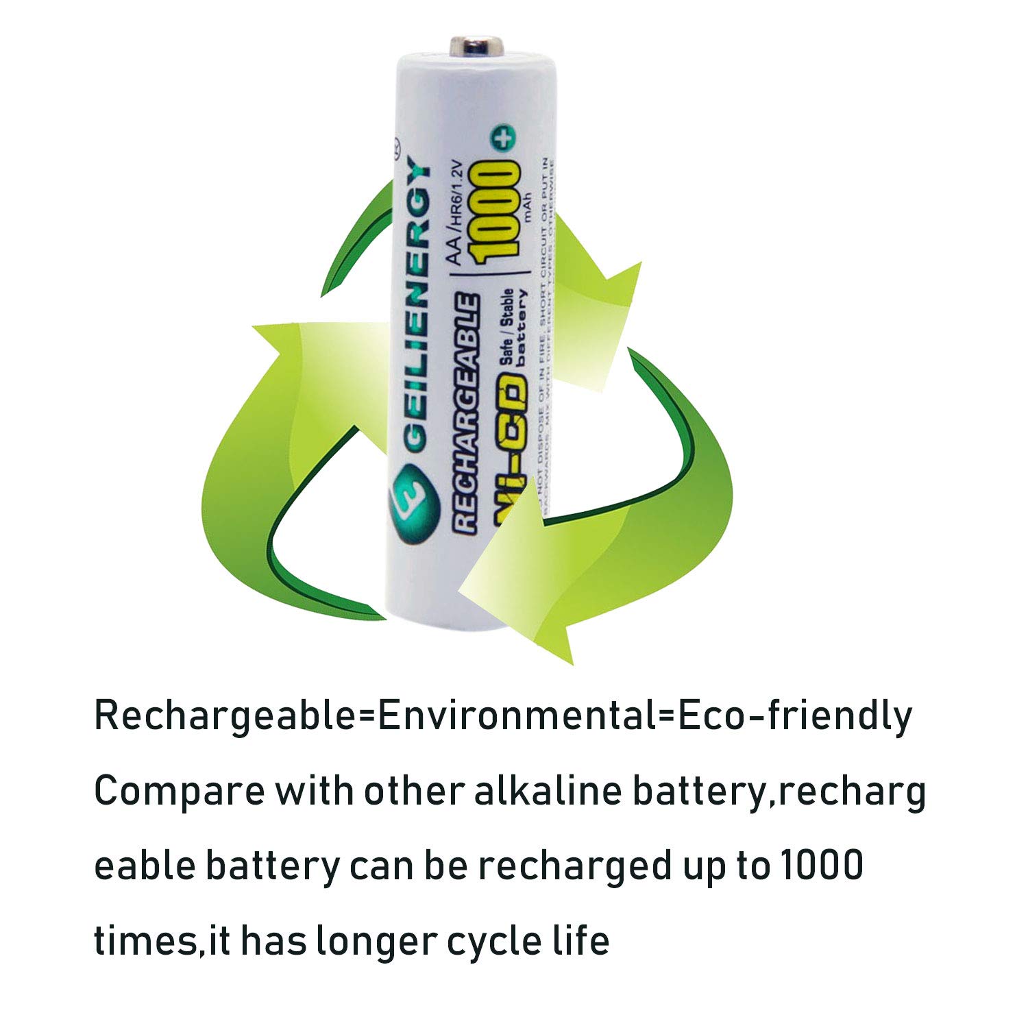 GEILIENERGY Solar Light AA Ni-CD 1000mAh Rechargable Batteries,AA Rechargeable Batteries for Solar Lights Solar Lamp(Pack of 8)