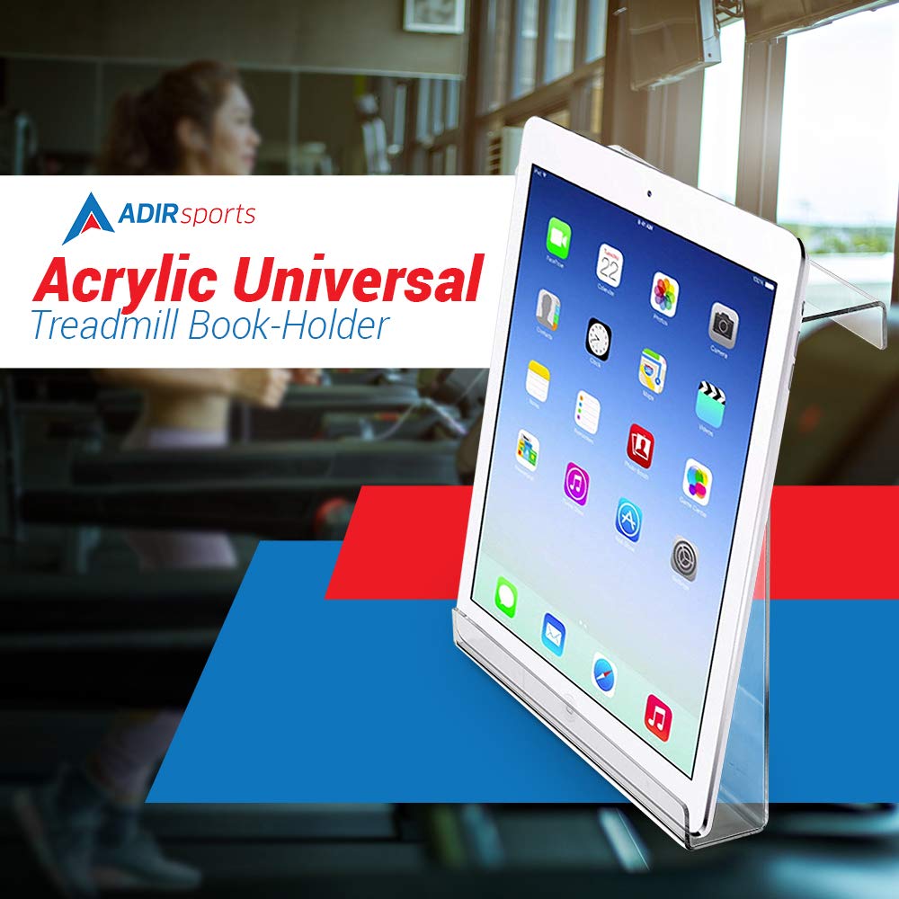 Adir Treadmill Tablet Holder - Exercise Bike Reading Stand/Acrylic Book Holder - Clear Acrylic Stand for Ipad, Tablet, Magazines and Books (9x11x 3.5 Inches)