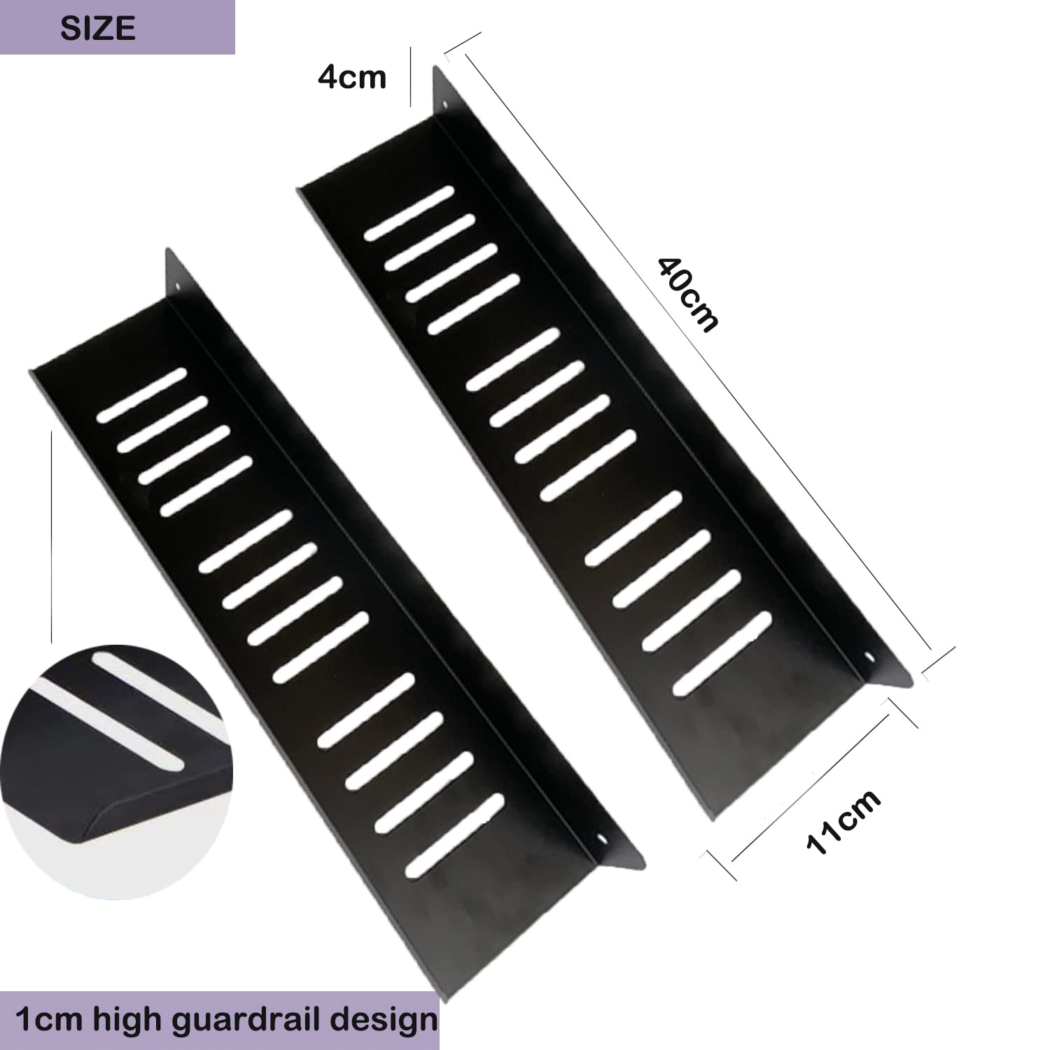 lifewinimall Shower Shelf No Drilling 2 Pack,Metal Kitchen Shelves Wall Mounted,Bathroom Countertop Organizer,Black Floating Shelf Organizer for Bathroom & Kitchen Storage (Black 40m)