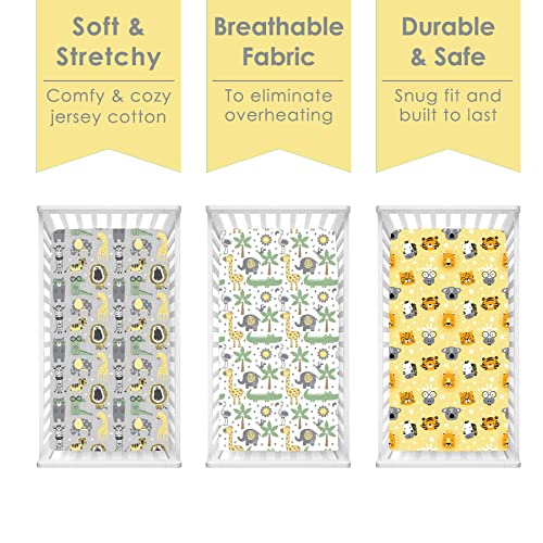 GROW WILD Crib Sheets for Boys | Baby Crib Sheets (3 Pack), Safari Crib Mattress Sheet or Toddler Bed Sheet, Elephant Baby Sheet