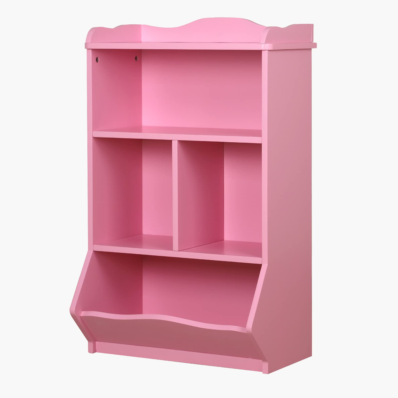 AFBKSS&BB Children Book Shelf, Kids Wood Shelf, Children Multi-Functional Bookcase, Wood Storage Cabinet and Toy Storage Bin (Pink)