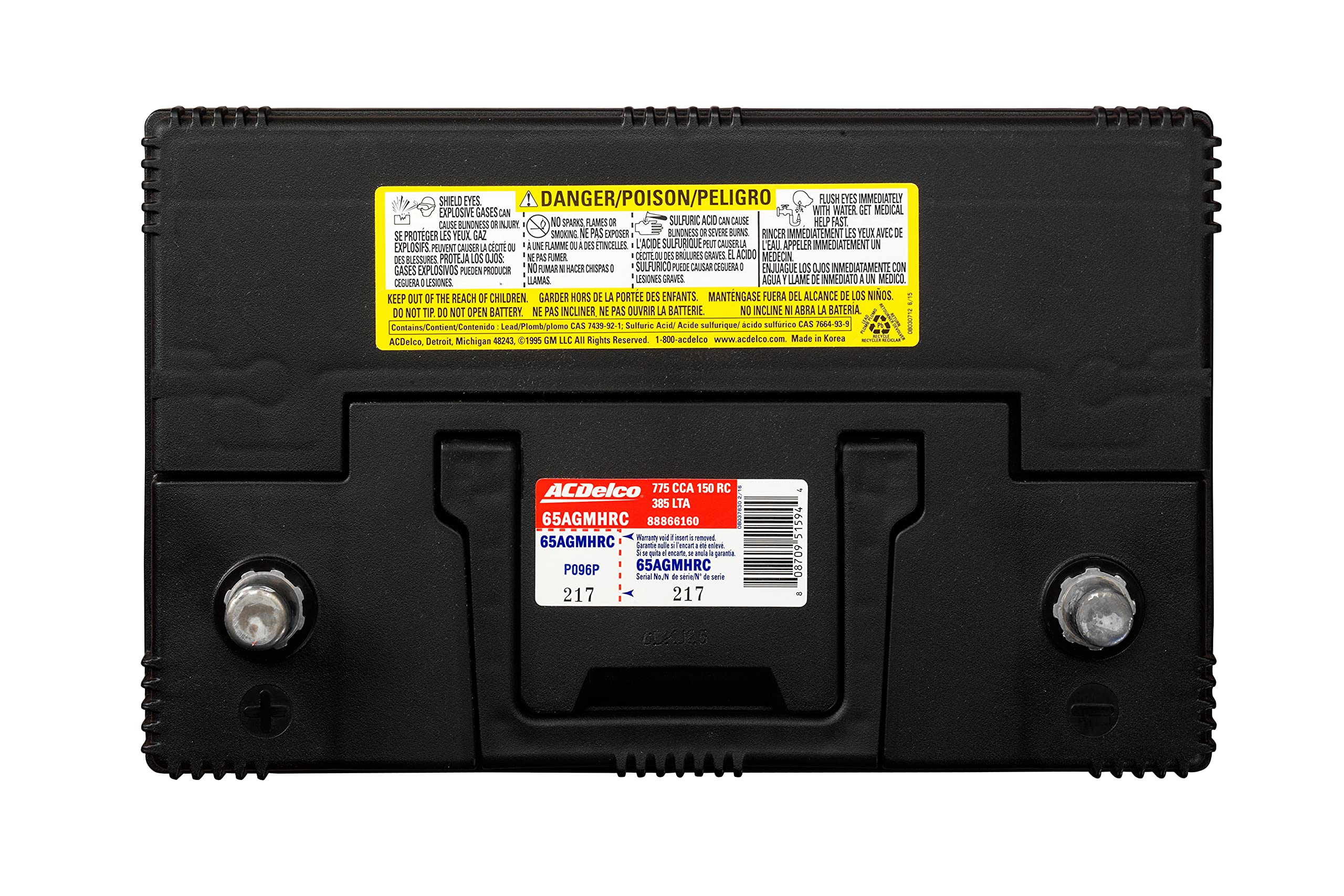 ACDelco Gold 65AGMHRC (88866160) 36 Month Warranty High Reserve AGM BCI Group 65 Battery