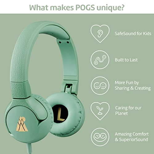 POGS Kids Wired Headphones | The Elephant | Foldable and Durable Headphones for Kids 3+ with Volume Control, Microphone, Volume Limiter 85 dB | Music-Sharing Function | (3.2ft, 3.5mm)
