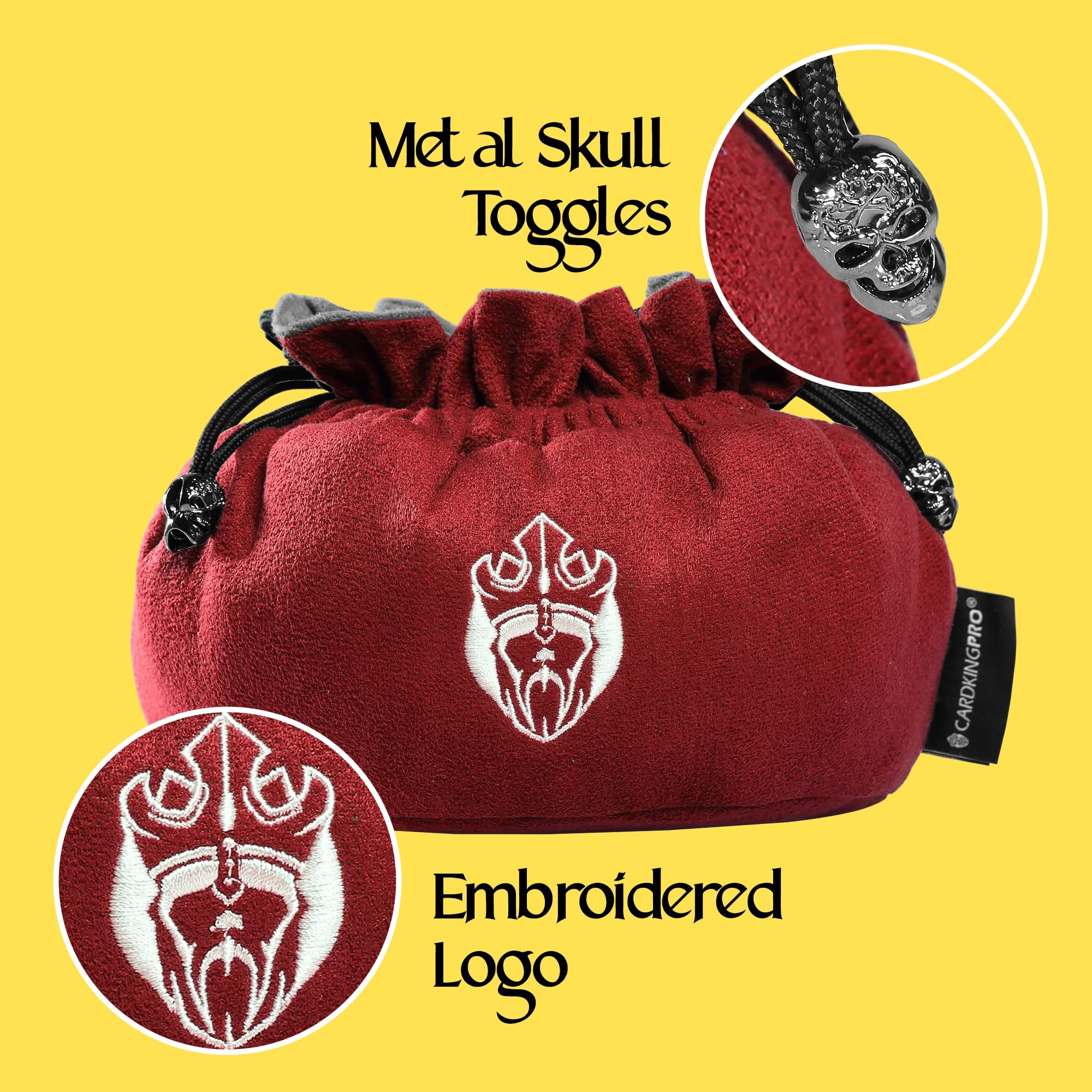 CardKingPro Immense Dice Bags with Pockets - Red - Capacity 150+ Dice - Great for Dice Hoarders [Patented Design]