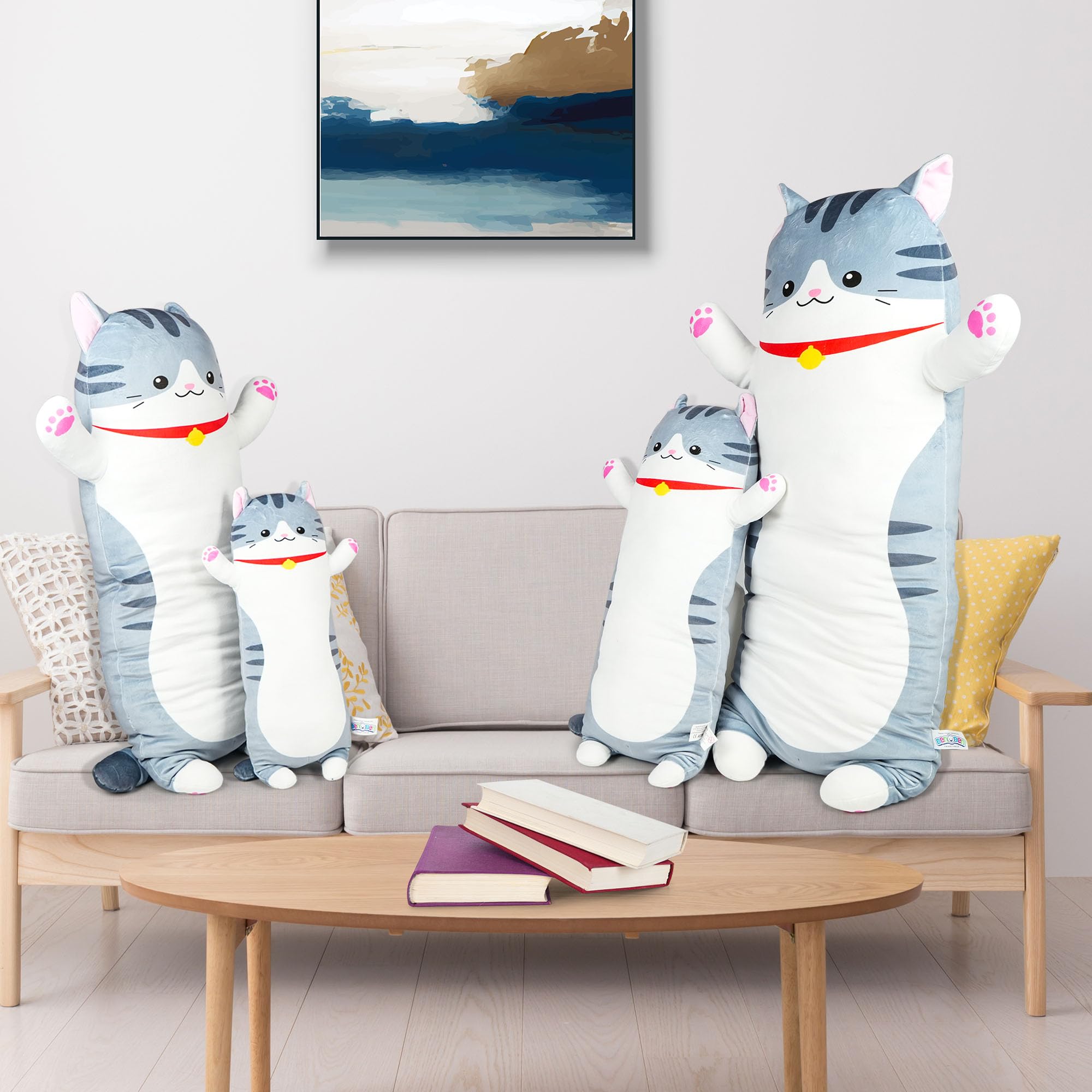 BenBen Cat Stuffed Animal, 35.5 inch Long Cat Plush Pillow, Cute Body Pillow for Kids, Adults, Soft Cuddle Pillow, Big Huggable Kitten Plushies Gift for Birthday, Christmas