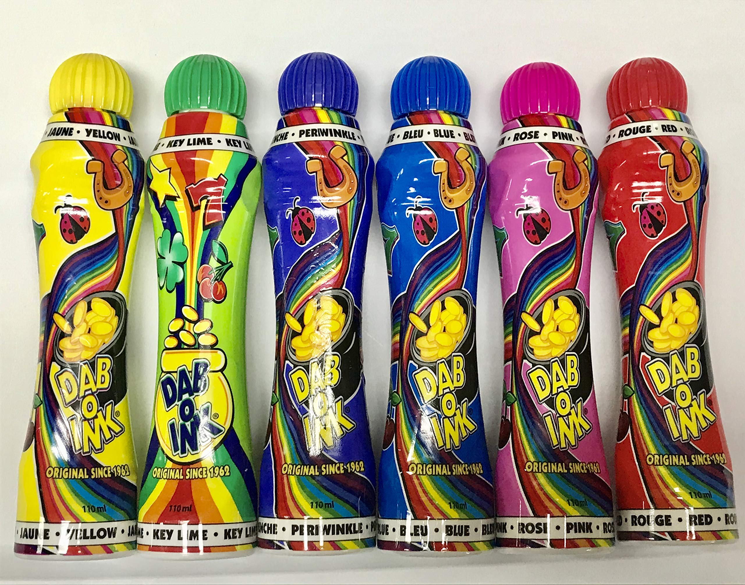 Dab-O-Ink 6 Pack Bingo Daubers - Mixed Colors - 4 oz.