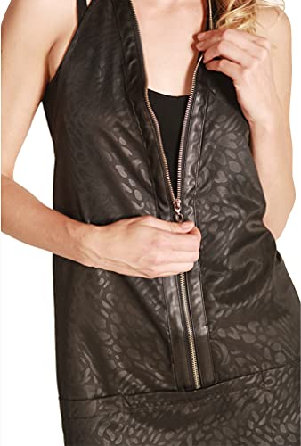 Ladybird Line Black Leopard Print Zipper Apron, Ideal for Hair Stylists, Beauty Professionals and Home and Kitchen, Water Resistant