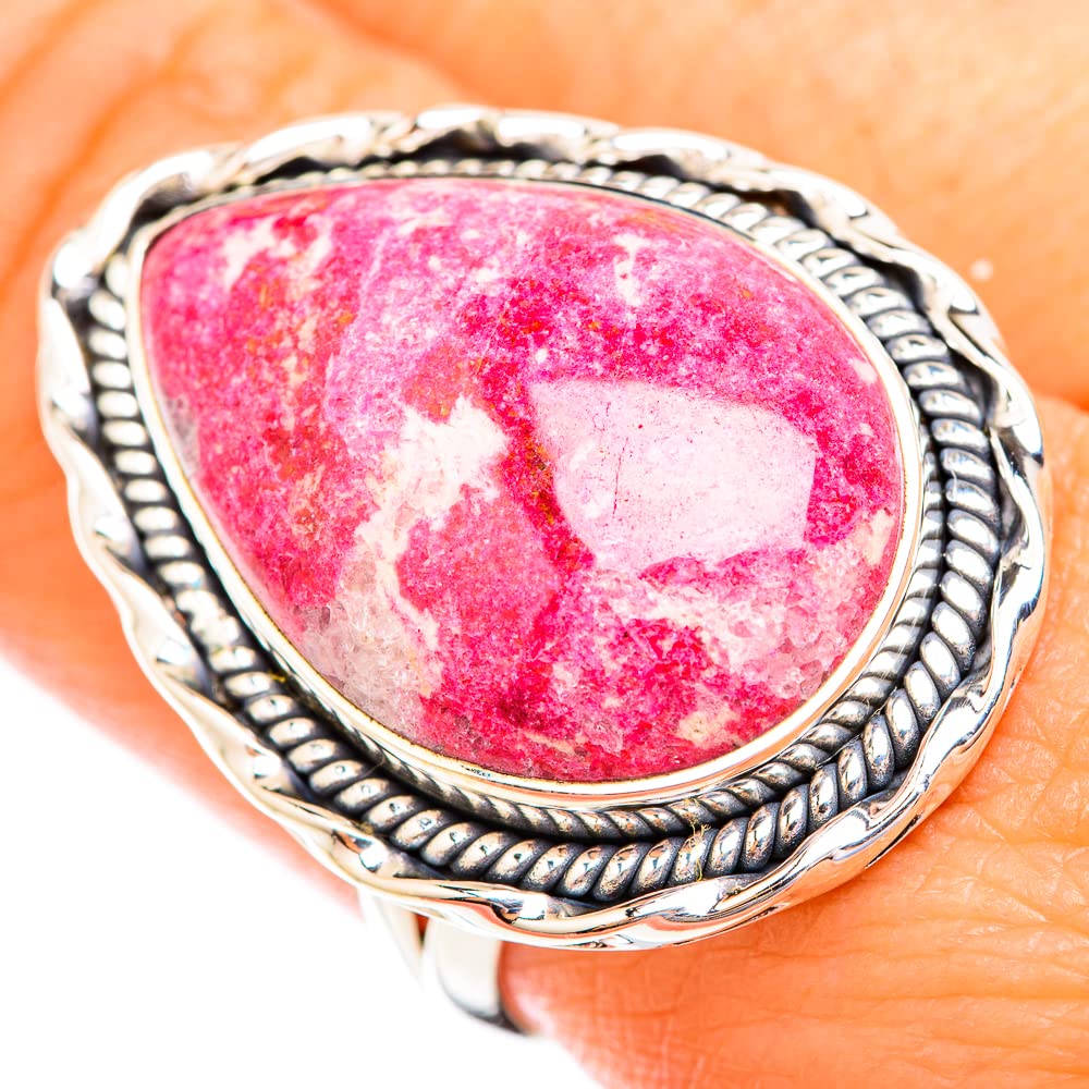 Ana Silver Co Large Thulite 925 Sterling Silver Ring Size 9 - Handmade Jewelry, Bohemian, Vintage RING119162