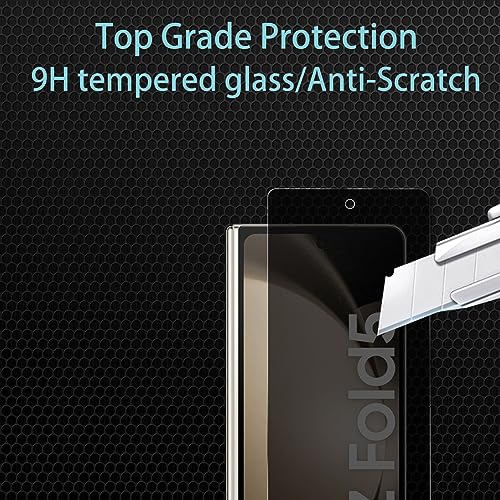 CHRINECY [4 Pack] 2Pack Privacy Screen Protector Compatible for Samsung Galaxy Z Fold 5 with 2Pack Camera Lens Protector, 9H Hardness, Anti-Spy Tempered Glass Protector Film