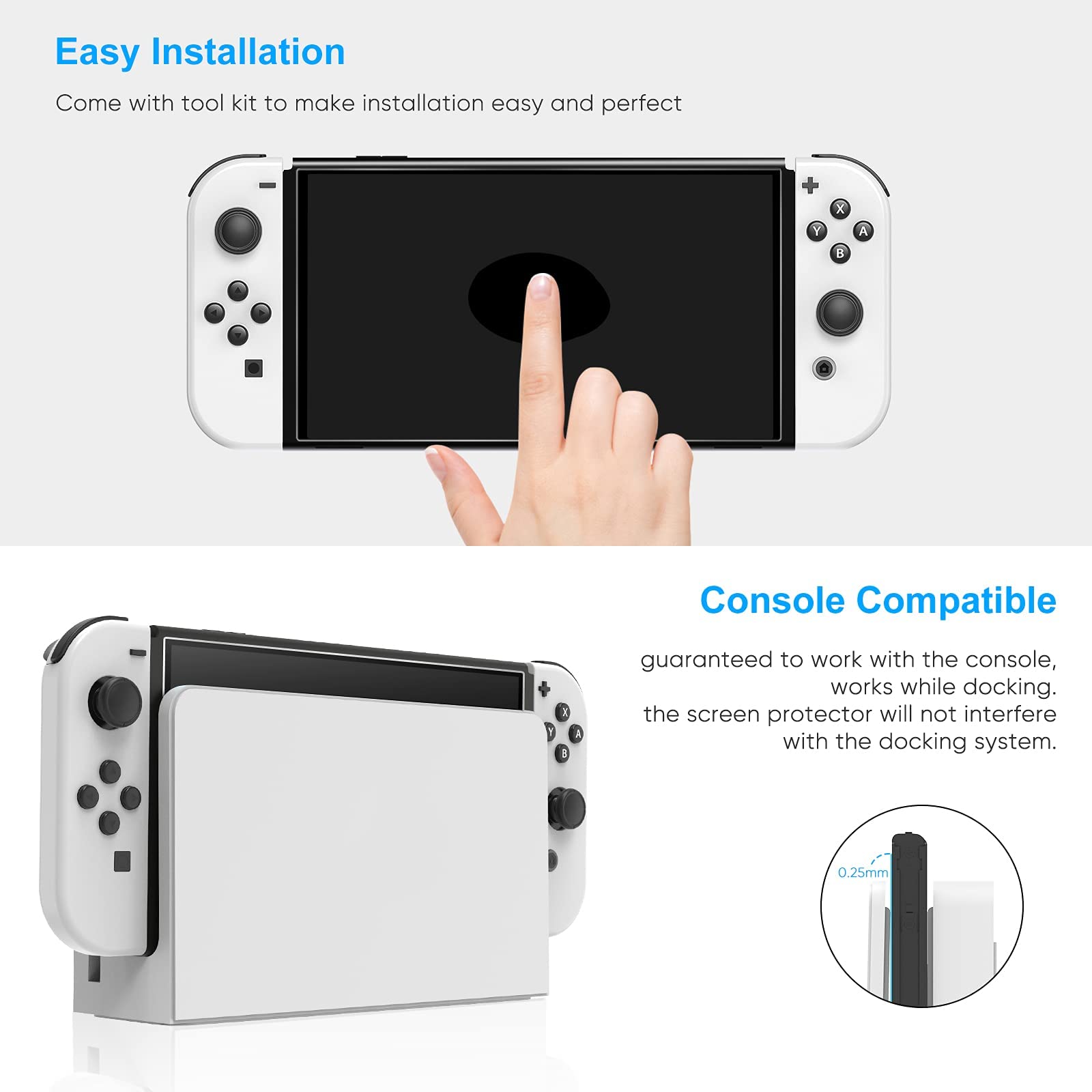 Accessories Bundle Compatible with Nintendo Switch OLED Model, Switch Accessories Kit Includes Carrying Case, 3 in 1 Protective Case Cover, 2pcs Screen Protector, Adjustable PlayStand, Thump Grip Caps