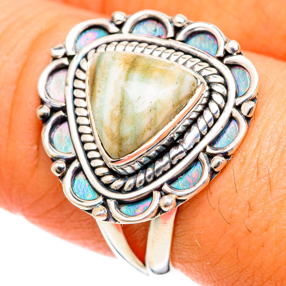 Ana Silver Co Ocean Jasper Ring Size 8.25 (925 Sterling Silver) - Handmade Jewelry, Bohemian, Vintage RING107846