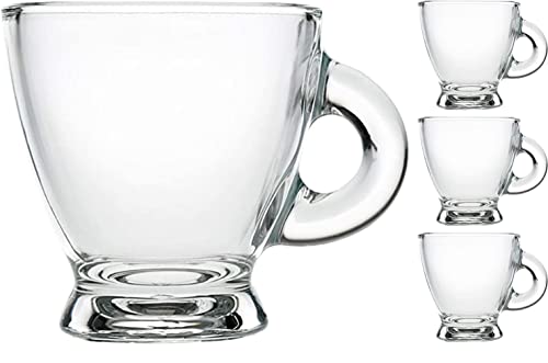 BOHEM'S Espresso Cups, 3.2 oz Small Demitasse Clear Glass Espresso Drinkware Set, Espresso Shot Glasses, Clear Expresso Coffee Cups, Tazas de Cafe Expreso (Set of 4)