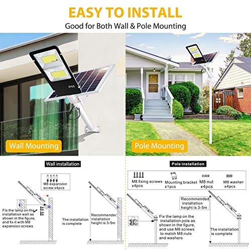 DragonLight 400W Solar Street Light Outdoor Super Bright Solar Flood Light with Remote Control - Dusk to Dawn IP65 Waterproof for Yard, Garden, Street Lighting
