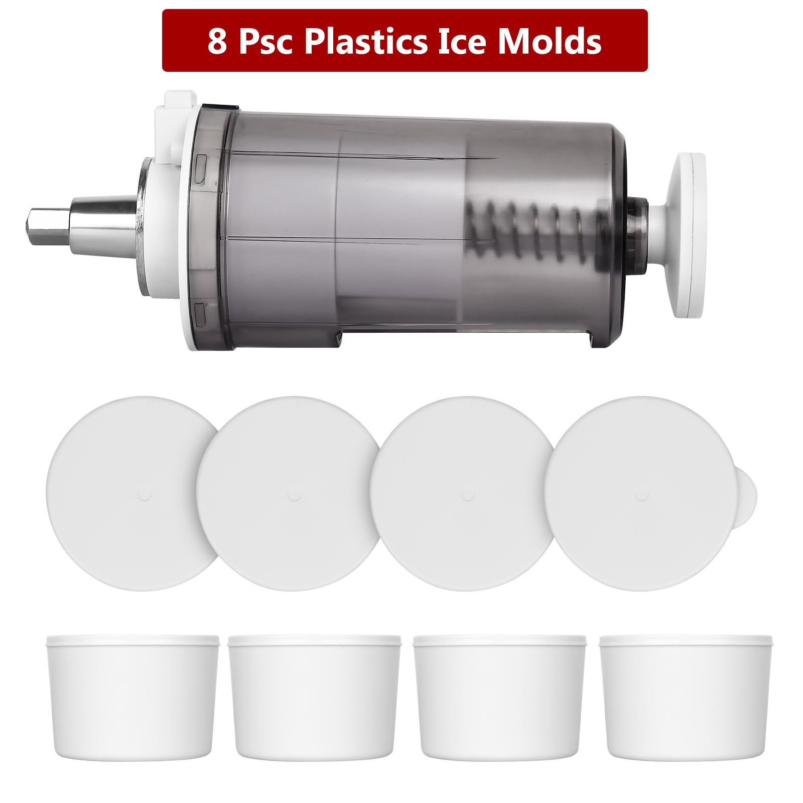 LETOMS Ice Shaver Attachment for KitchenAid Stand Mixer, Ice Crusher Machine for Milk, Fruit Juice, Shaved Ice Maker with 8 Ice Molds
