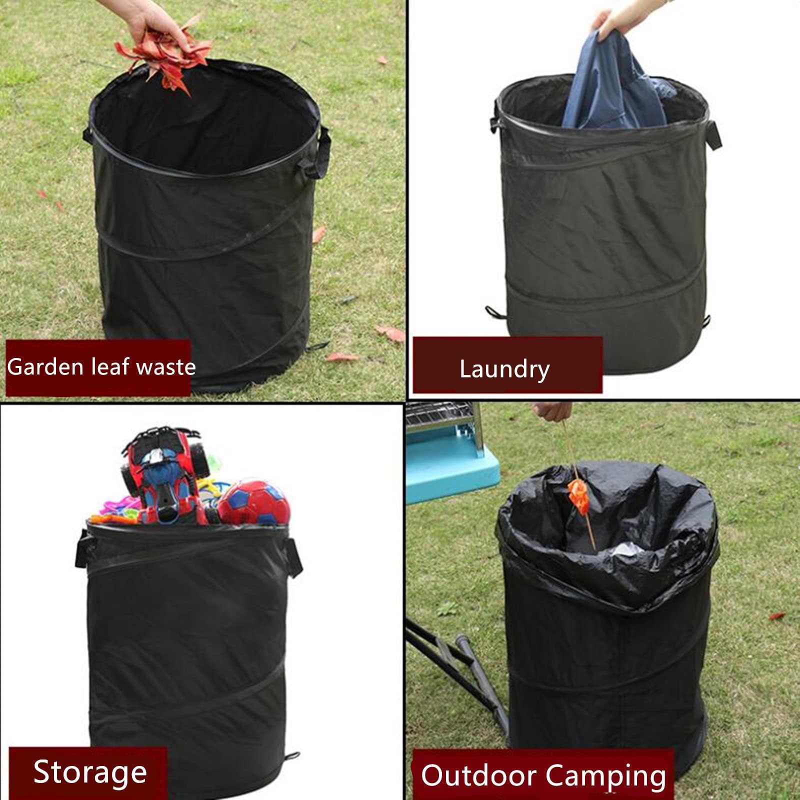 ANTING PRODUCTS 10 Gallon Camping Trash Can,Camping Trash Can Collapsible, Pop up Trash Can for Camping, Travel, Outdoor,Home,Black Color