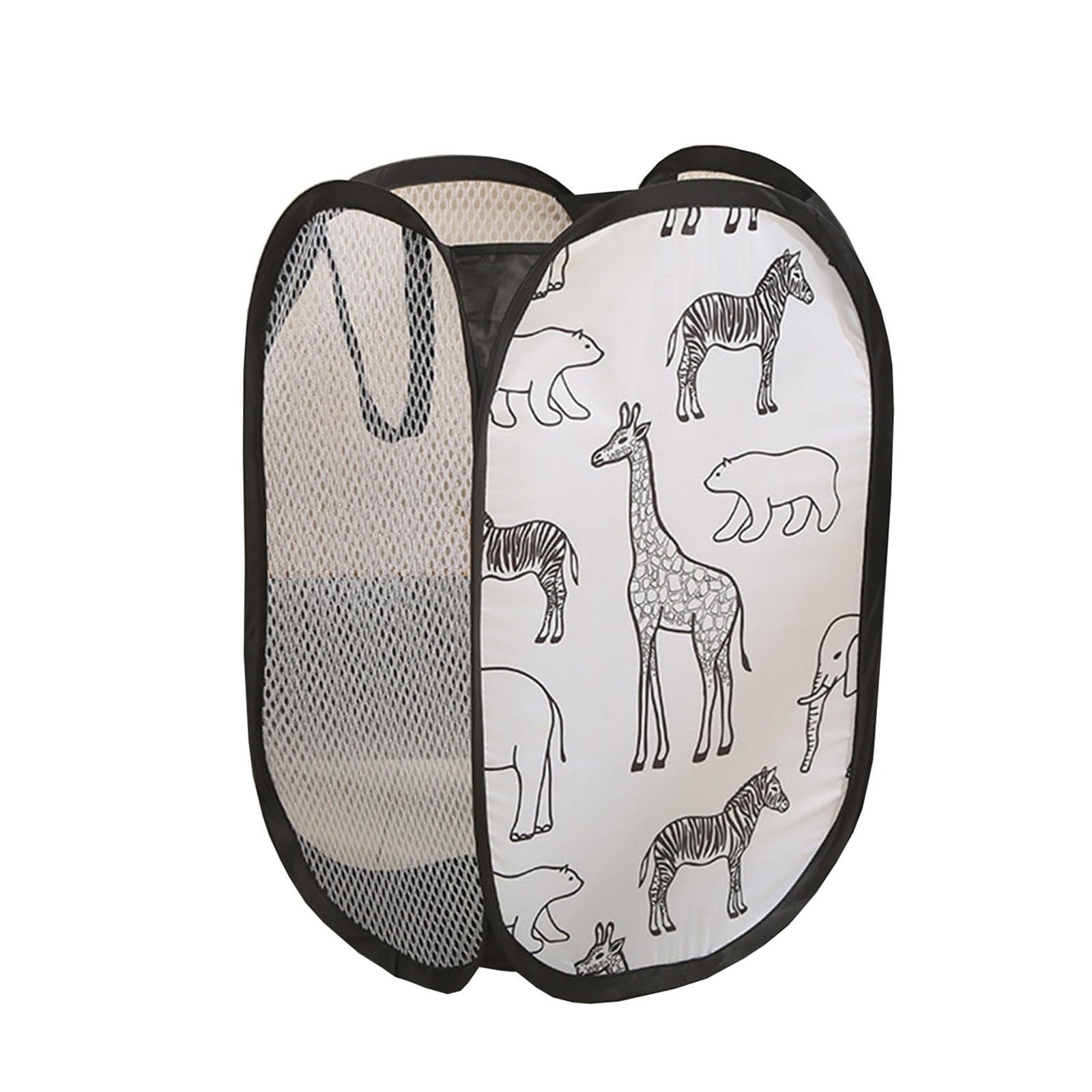 ANTING PRODUCTS Mesh Laundry Hamper,Cartoon Print Pop up Hamper,Mesh Pop up Laundry Basket,Collapsible Pop up Hampers for Laundry,Kids,(Black)