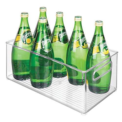 mDesign Deep Plastic Kitchen Storage Organizer Container Bin for Pantry, Cabinet, Cupboard, Shelves, Fridge, or Freezer - Holds Dry Goods, Sauces, Condiments, Drinks, Ligne Collection, 4 Pack, Clear