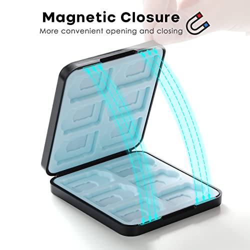Accevo Nintendo Switch Game Case [12 Card Slots] Switch Game Holder, SHOCKPROOF & PORTABLE Switch Cartridge Case with Magnetic Closure/Hard Shell/Soft Lining (Black)