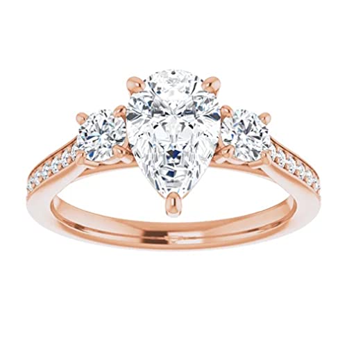925 Silver, 10K/14K/18K Solid Gold Moissanite Engagement Ring, 1.0 CT Pear Cut Handmade Solitaire Ring, Diamond Wedding Ring for Women/Her Anniversary Ring, Birthday Rings, VVS1 Colorless Gift