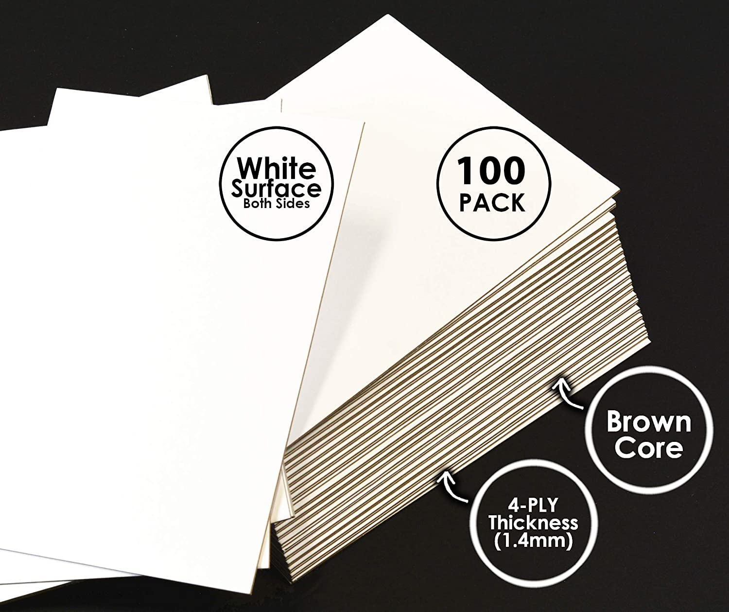 Golden State Art, Pack of 100 5x7 Backing Board